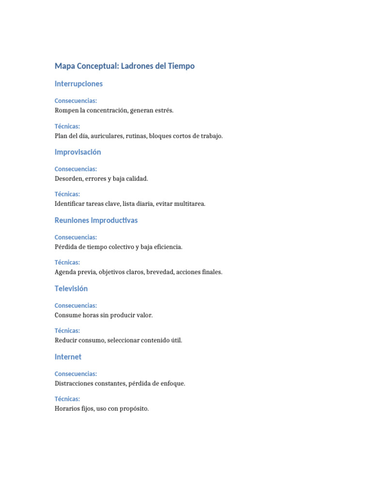 Mapa Conceptual Ladrones Del Tiempo | PDF