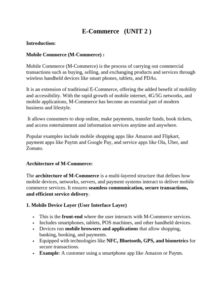 E-Commerce UNIT 2 | PDF | Electronic Data Interchange | Mobile Device