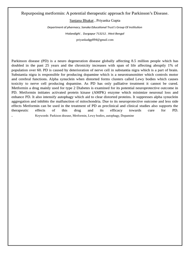 Repurposing Metformin Abstract | PDF