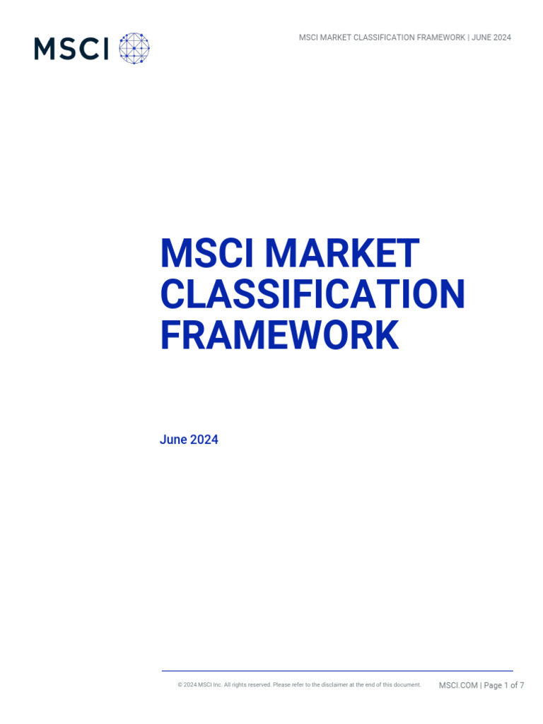 Msci Market Classification Framework 2024 | PDF | Msci | Economies