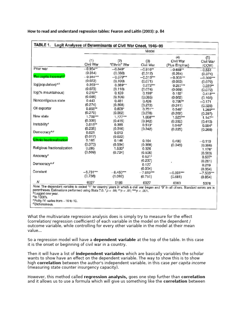 Understanding Regression Tables in Research | PDF | Linear Regression ...