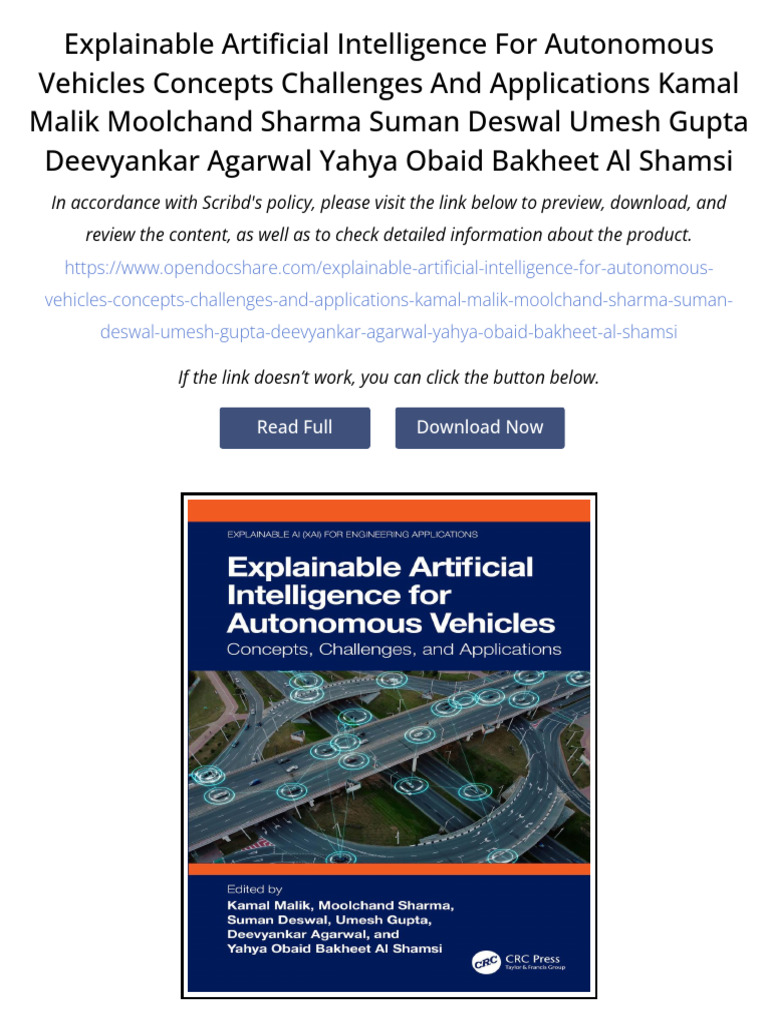 Explainable Artificial Intelligence For Autonomous Vehicles Concepts ...