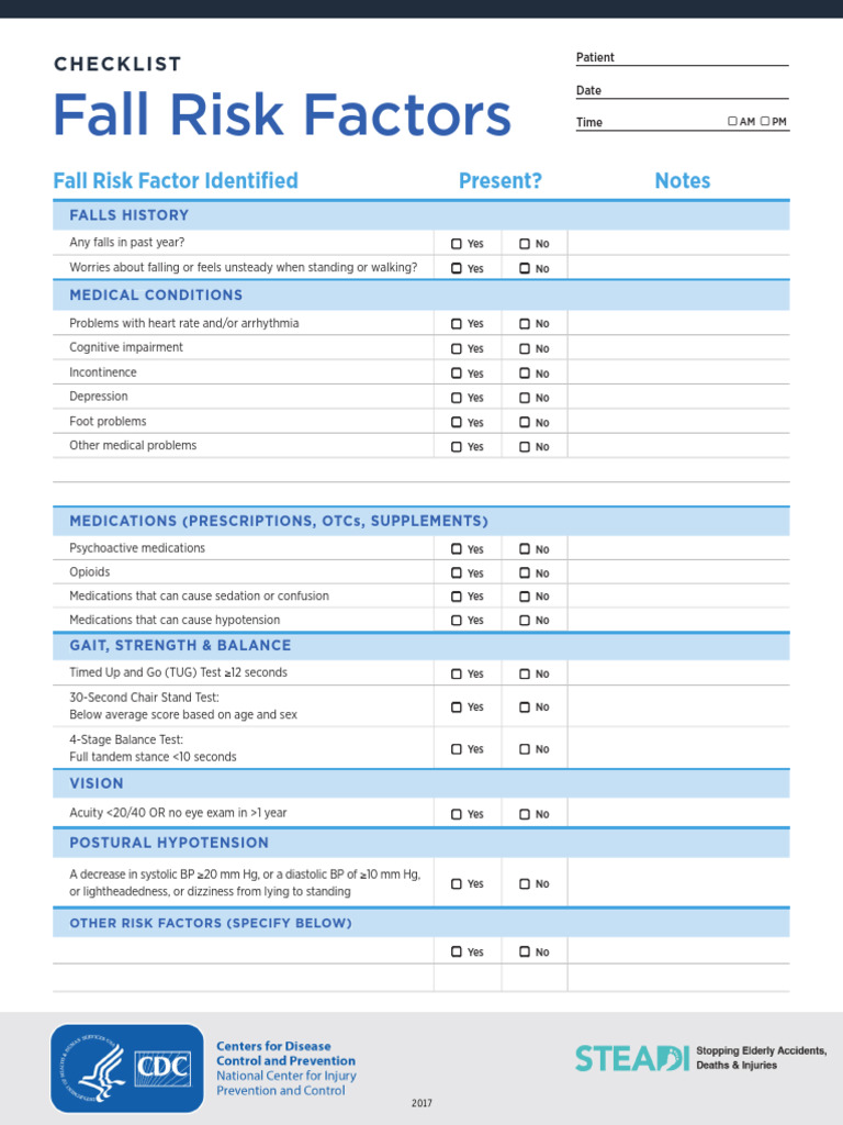 Steadi Form Riskfactorsck 508 | PDF | Medical Specialties | Diseases ...