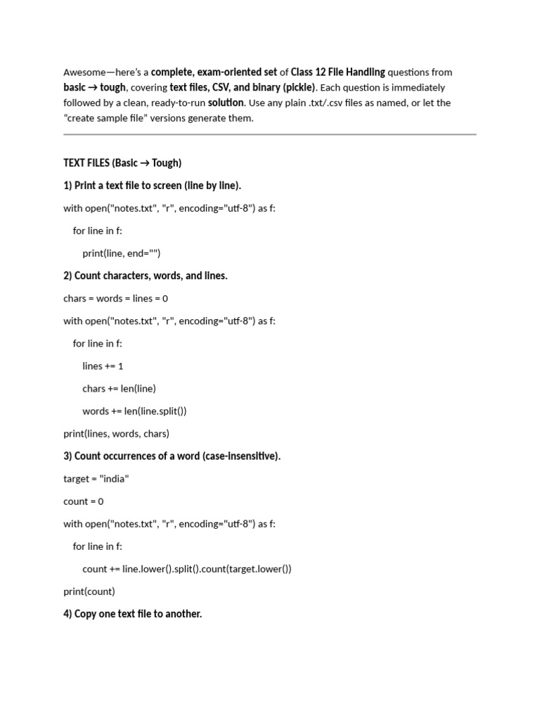 File Handling 40 Practical to Cover All Possibilities | PDF | Computer Data | Computing