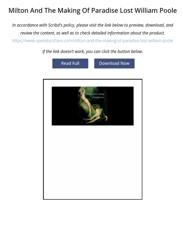 Milton And The Making Of Paradise Lost William Poole | PDF | Paradise ...