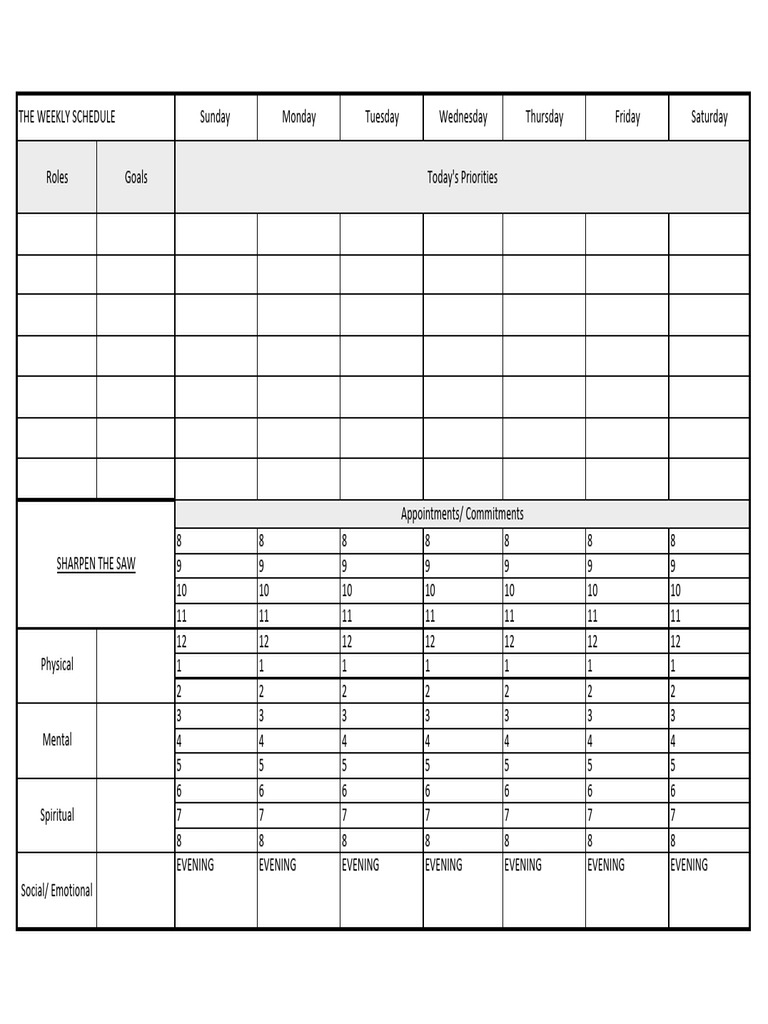 Weekly Schedule Sheet to Print Copy 2 | PDF