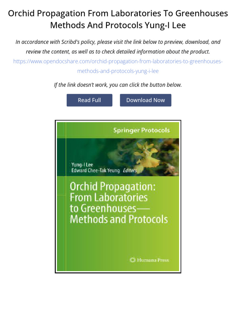 Orchid Propagation From Laboratories to Greenhouses Methods and ...