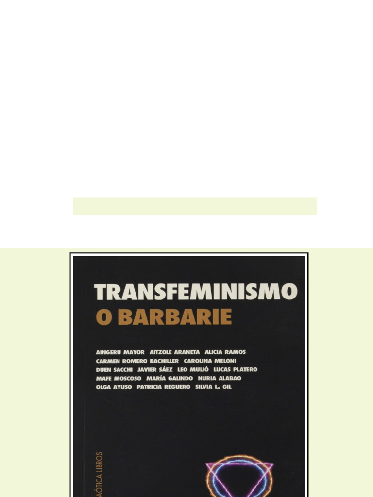 (Ebook) Transfeminismo o barbarie by Aingeru Mayor, Aitzole Araneta ...