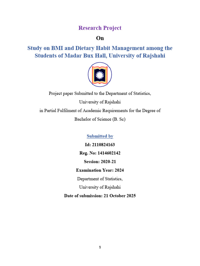 Research project | PDF | Body Mass Index | Regression Analysis