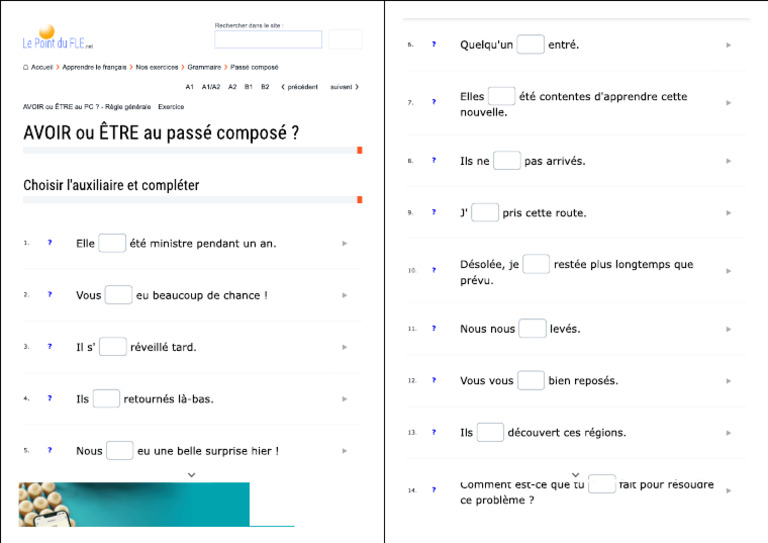 09-22 Cours A2 Avoir Ou Être PC Exercice lepointduFLE | PDF