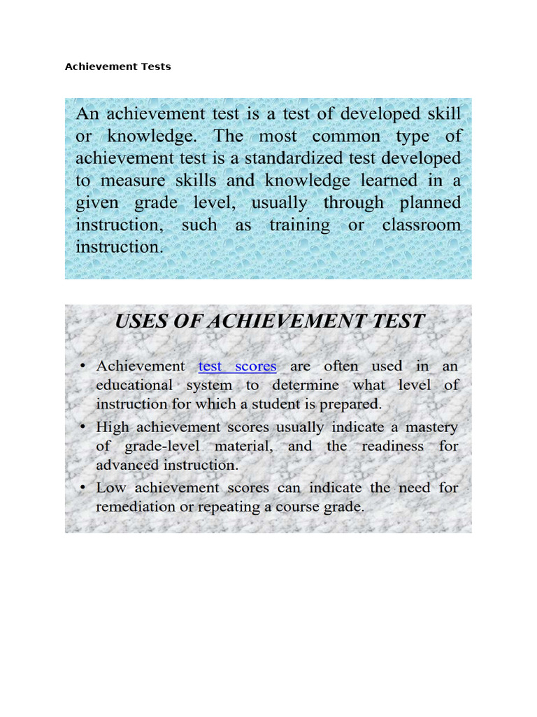 Understanding Achievement Tests | PDF