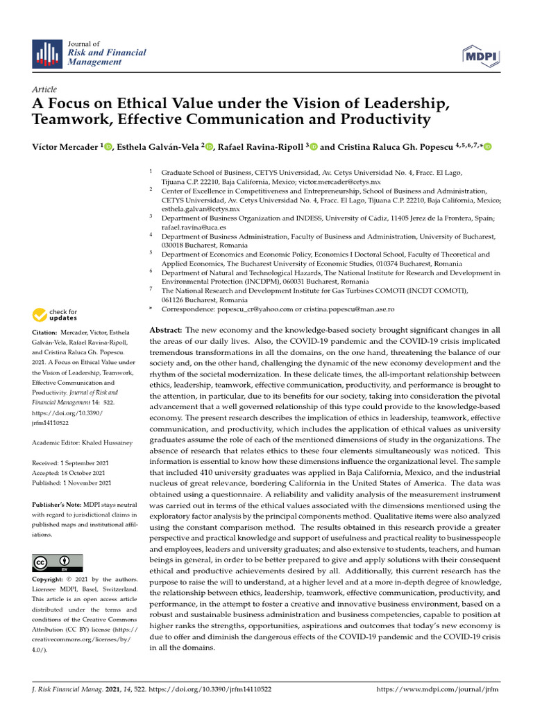 A Focus On Ethical Value Under The Vision of Leadership | PDF ...