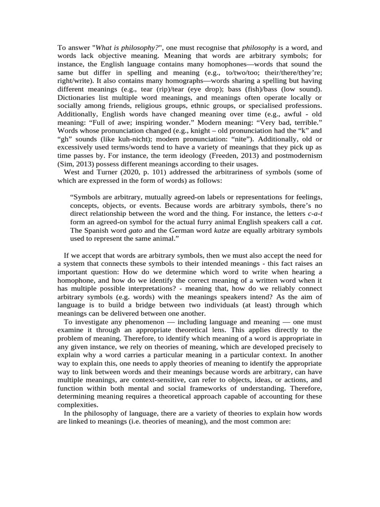 Understanding the Meaning of Philosophy | PDF | Semantics | Theory