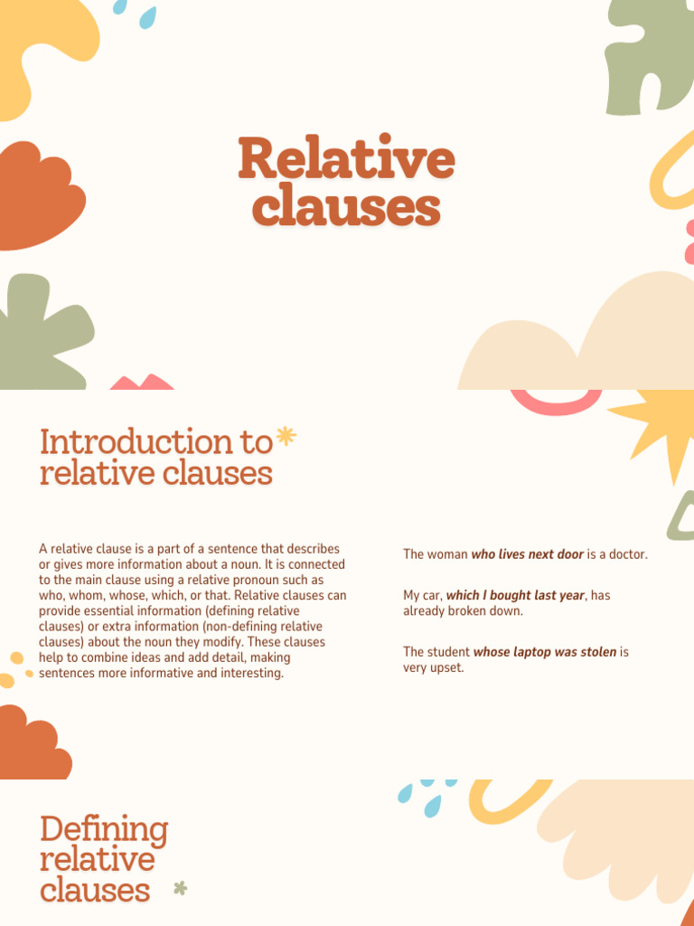Relative Clauses | PDF | Clause | Pronoun