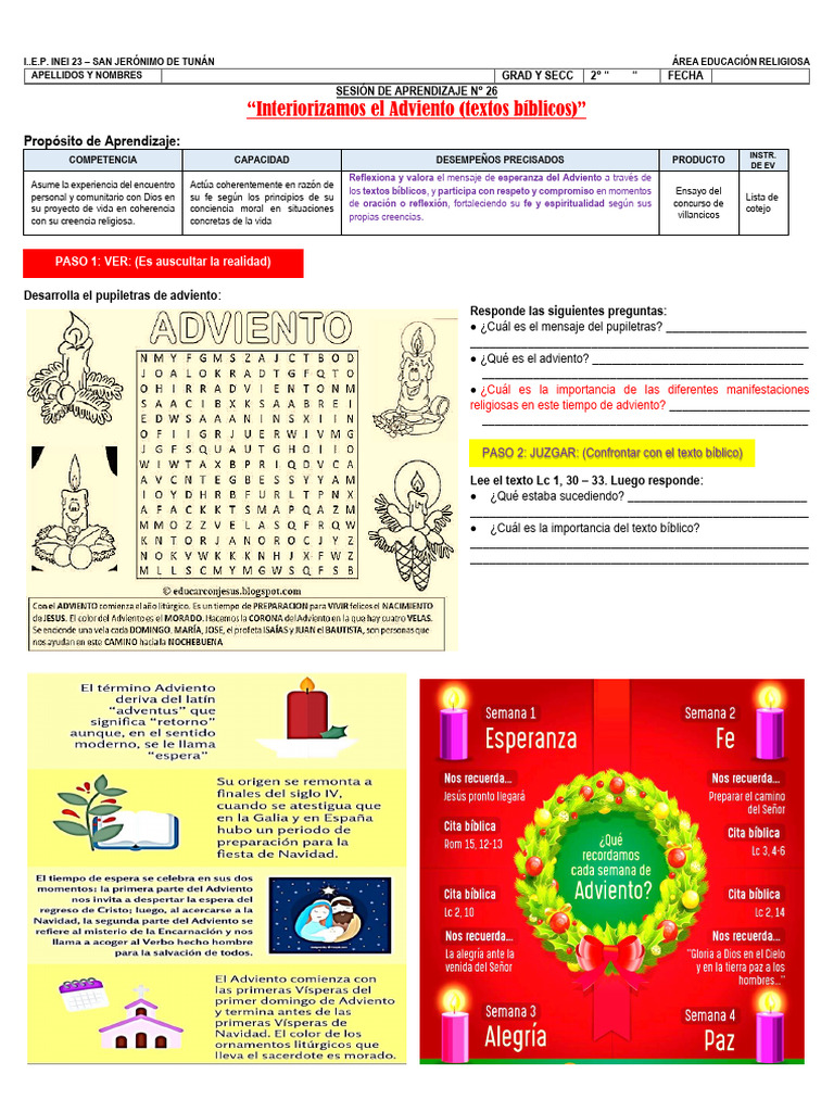 HOJA INF 26 - 2° ADVIENTO | PDF