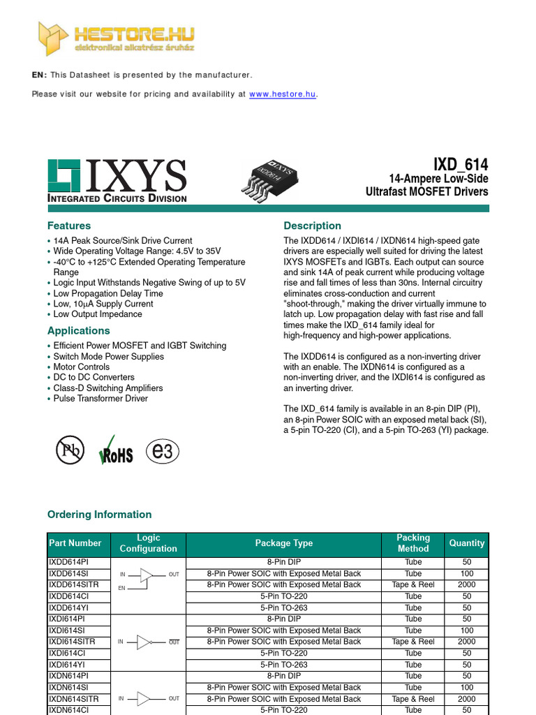 IXDN614PI_EN_10047014 | PDF | Logic Gate | Mosfet
