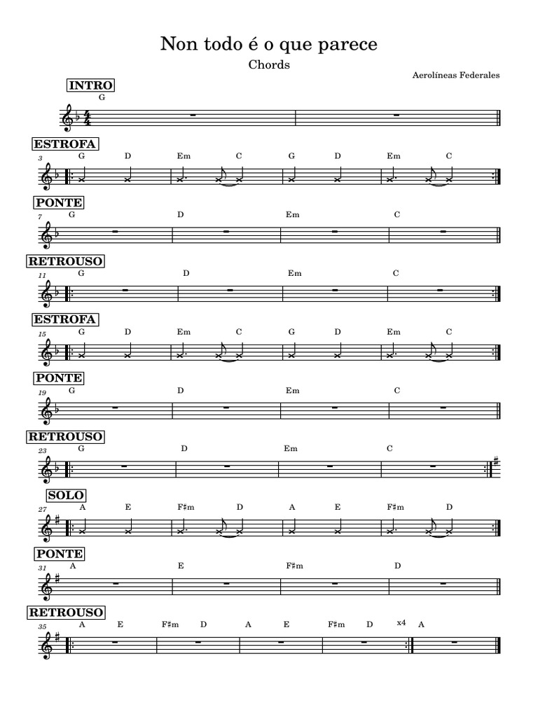 Non todo é o que parece (Chords) | PDF
