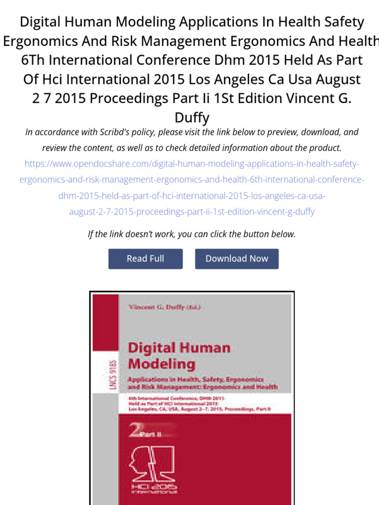 Digital Human Modeling Applications in Health Safety Ergonomics and ...