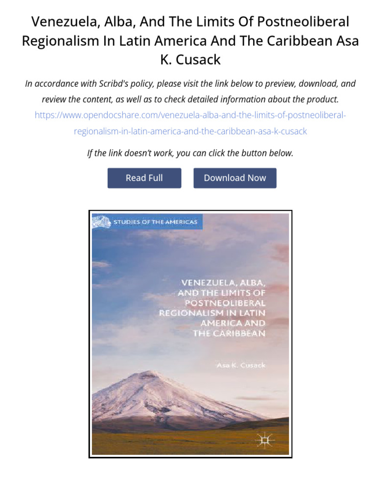Venezuela, ALBA, and the Limits of Postneoliberal Regionalism in Latin ...