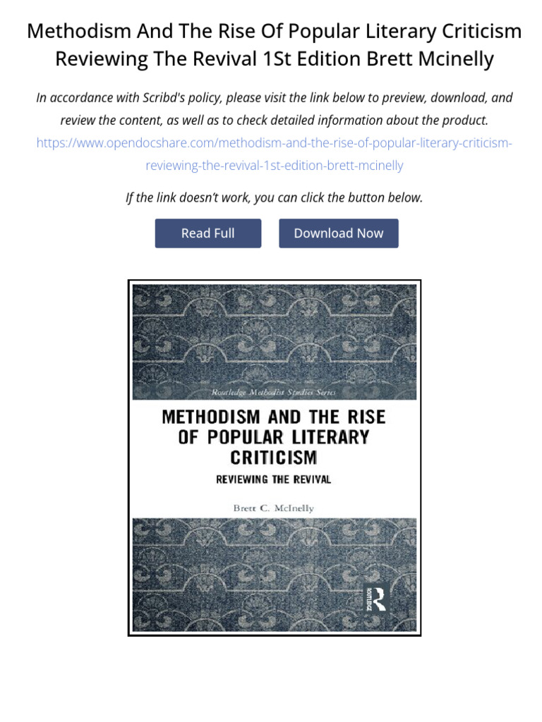Methodism and the Rise of Popular Literary Criticism Reviewing the ...