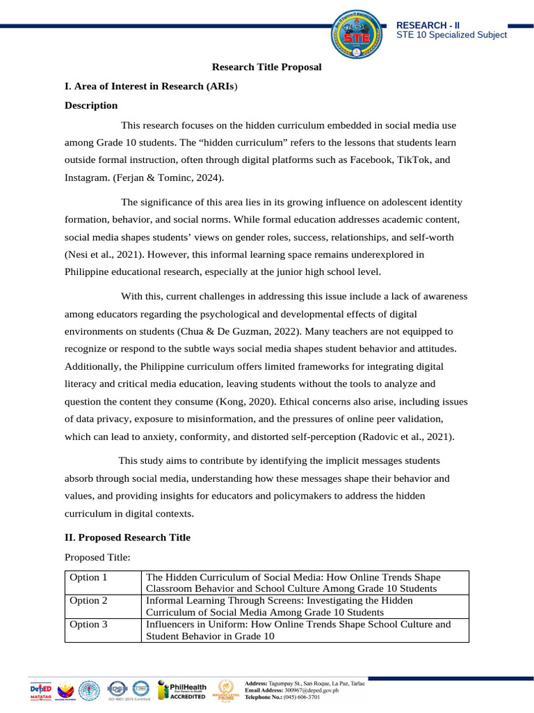Resarch Title Proposal 1 Repaired | PDF | Qualitative Research ...