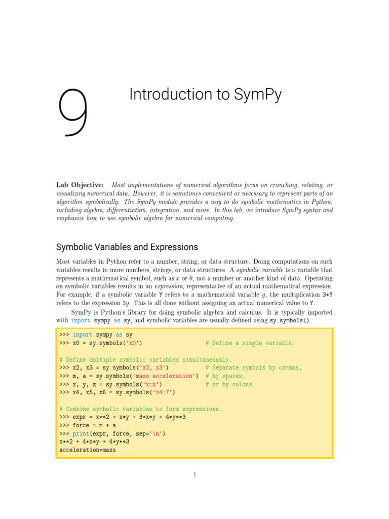 Symbolic Python Tutorial | PDF | Eigenvalues And Eigenvectors | Matrix (Mathematics)