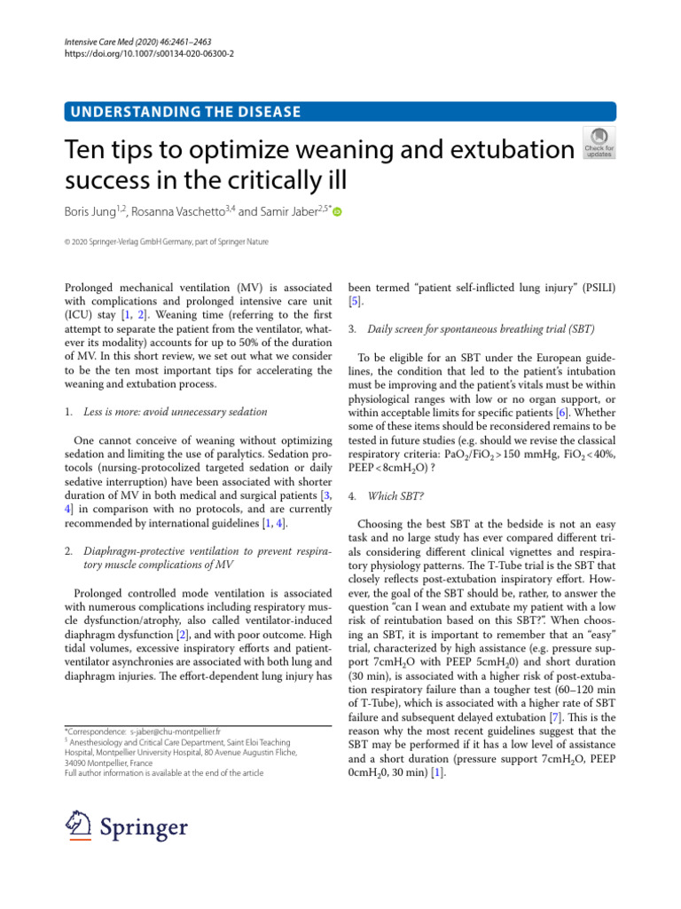 Weaning and Extubation Tips for ICU Patients | PDF | Intensive Care ...