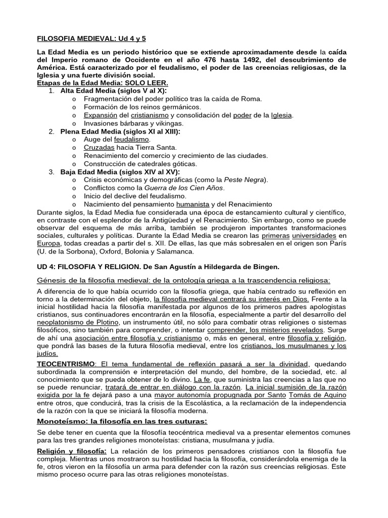 f Medieval Ud 4 y 5 2025 | PDF | Tomás de Aquino | Existencia