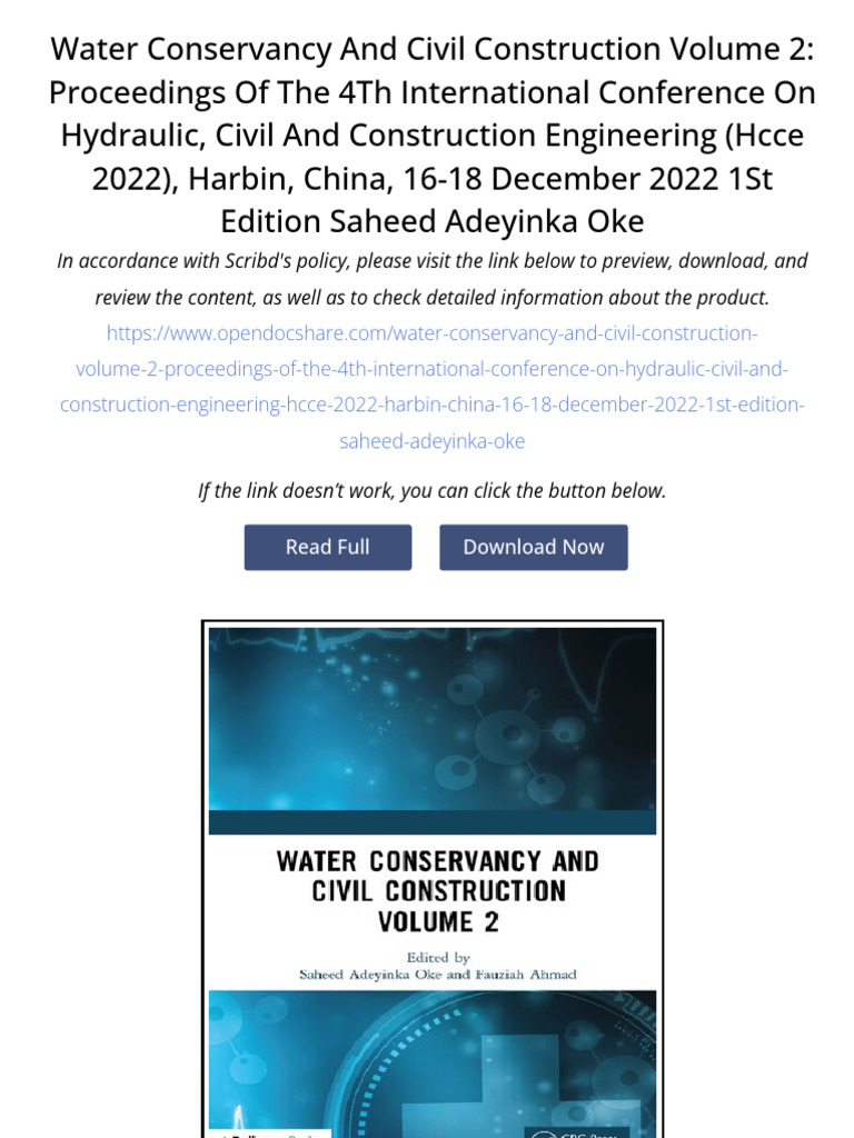 Water Conservancy and Civil Construction Volume 2: Proceedings of the ...