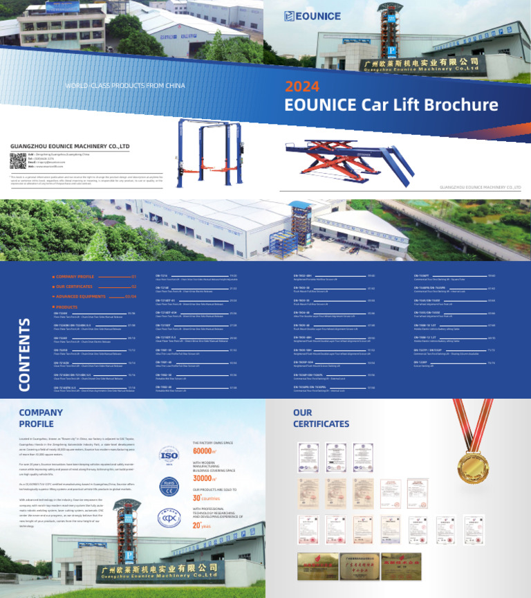 Eounice car lift brochure 2025-01.16_compressed | PDF | Elevator | Welding