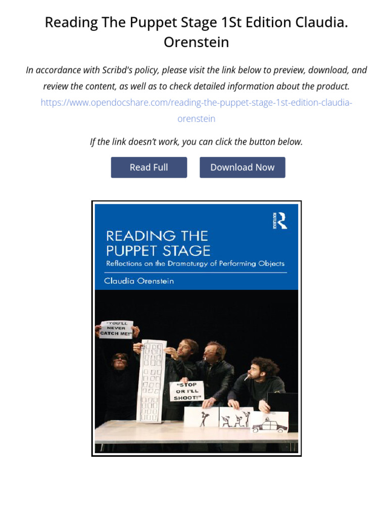Reading the Puppet Stage 1st Edition Claudia. Orenstein | PDF | Books ...