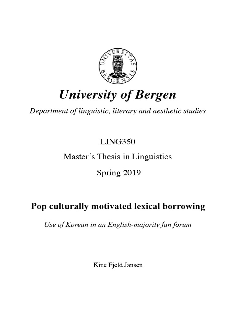 Pop Culturally Motivated Lexical Borrowing Use of Korean in an English ...