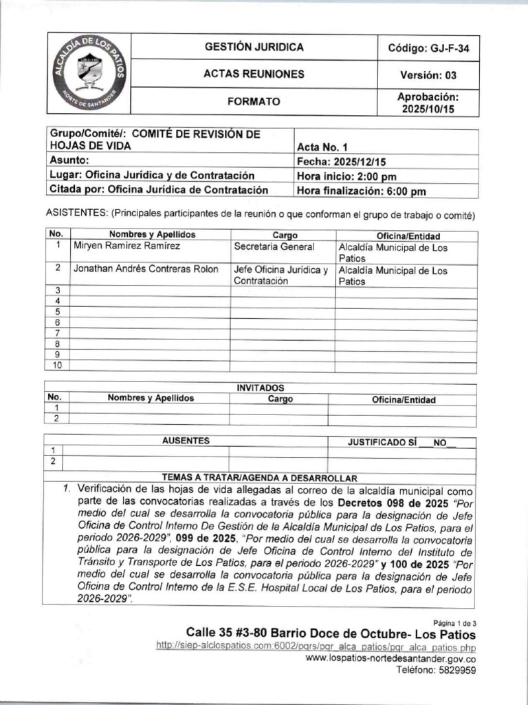 Ejemplo Acta de Reunion | PDF