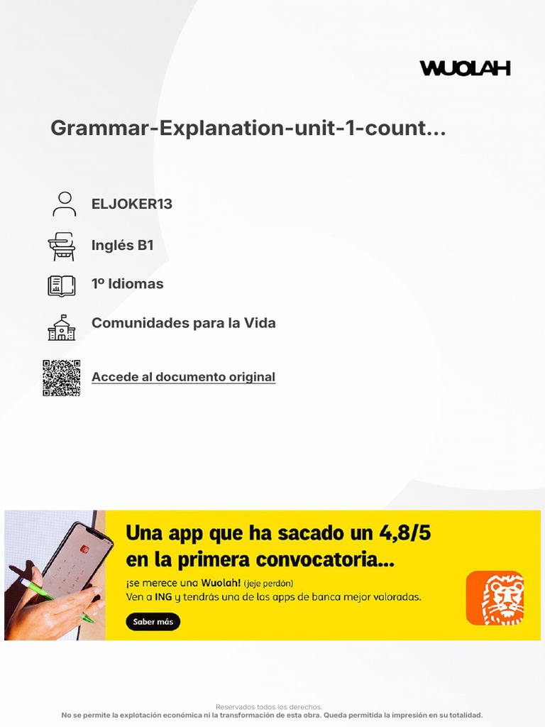 Grammar Explanation Unit 1 Countable and Uncountable | PDF ...