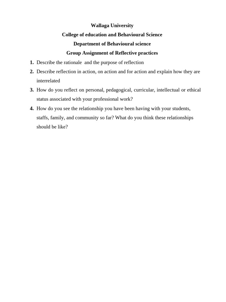 Assignment Fo Reflective Practice | PDF