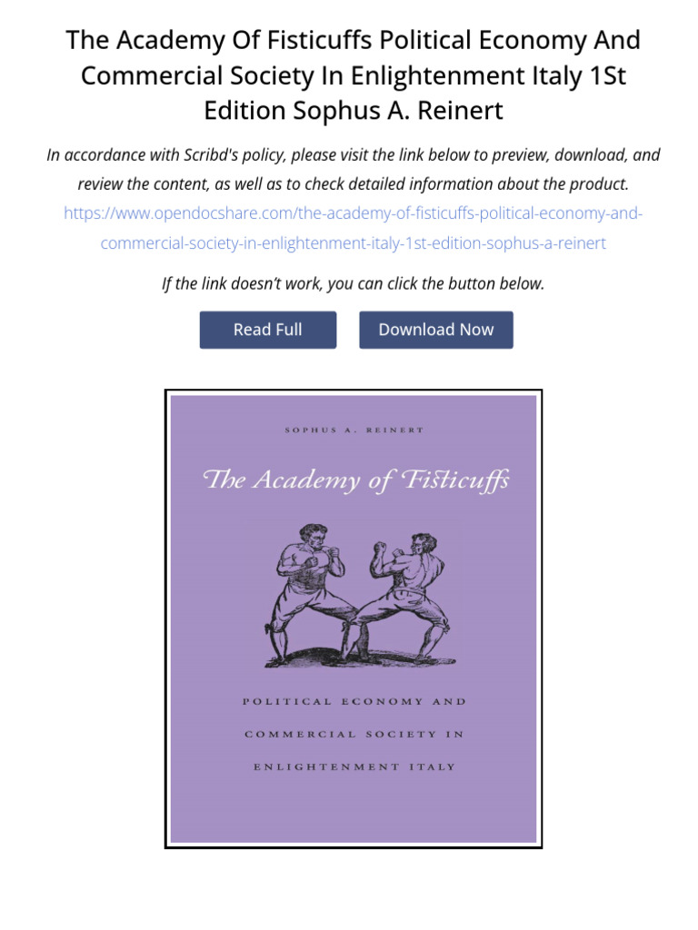 The Academy of Fisticuffs Political Economy and Commercial Society in ...