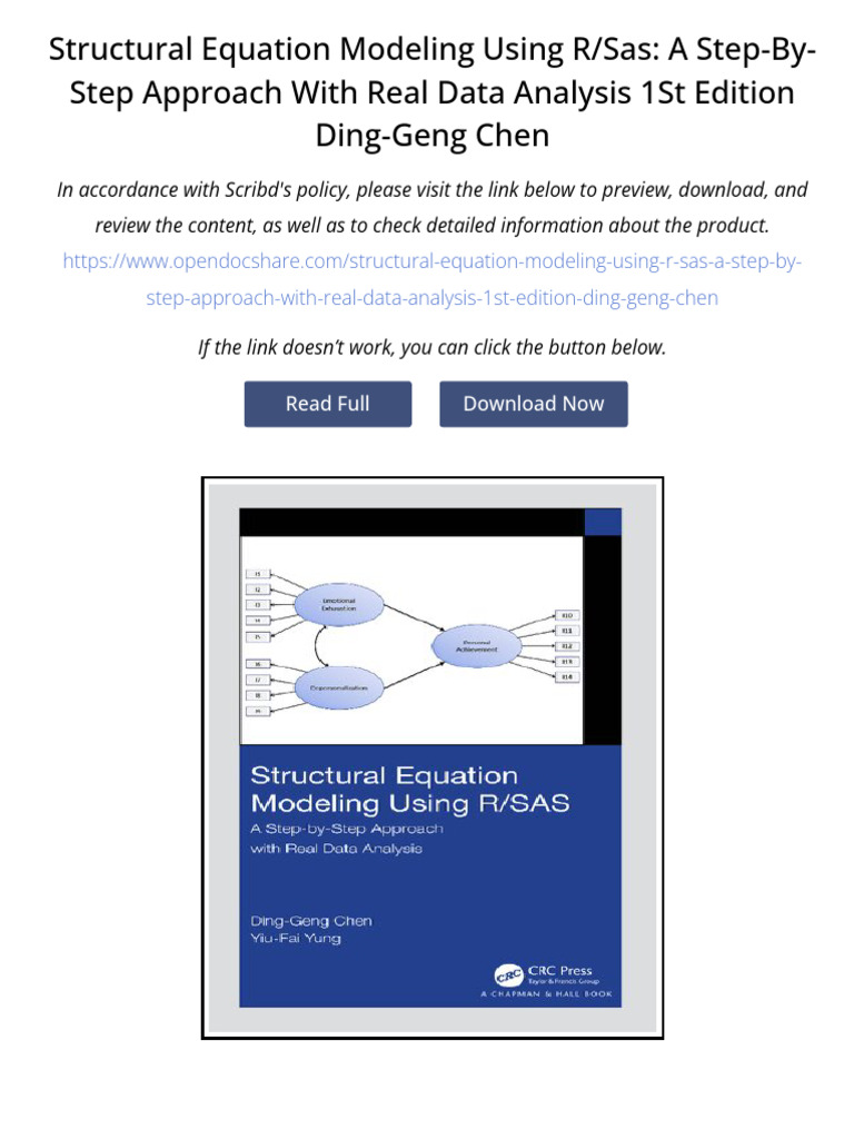 Structural Equation Modeling Using R/SAS: A Step-by-Step Approach with ...