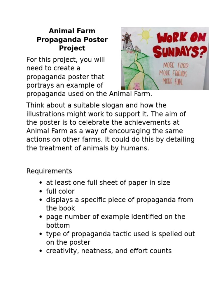 Animal Farm Propaganda Poster Project | PDF