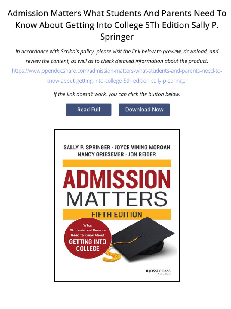 Admission Matters What Students and Parents Need to Know About Getting ...