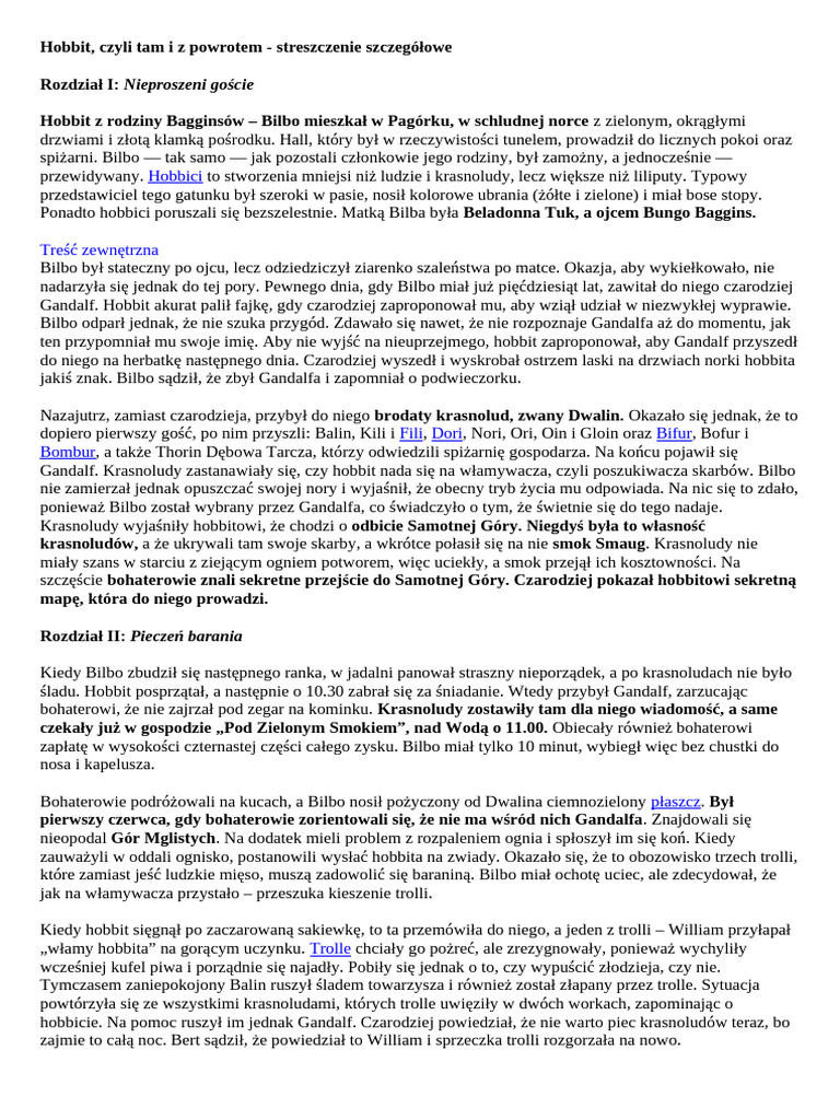 Streszczenie Problematyka Plan Wydarzen Itp | PDF