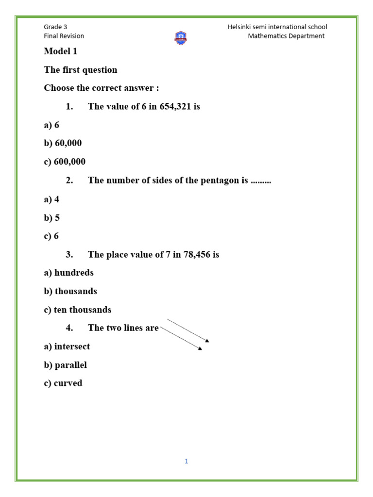 Final Revision Grade 3_251225_164645 | PDF | Area | Mathematical Concepts