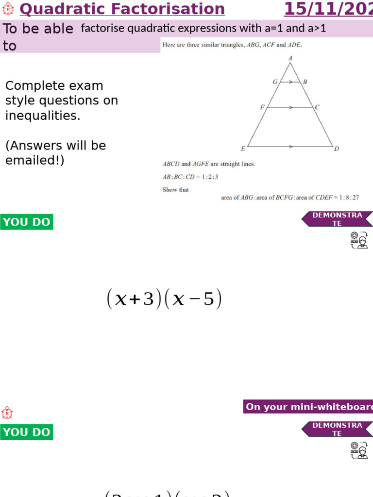 Quadratic Inequality Student Version | PDF | Mathematics | Algebra