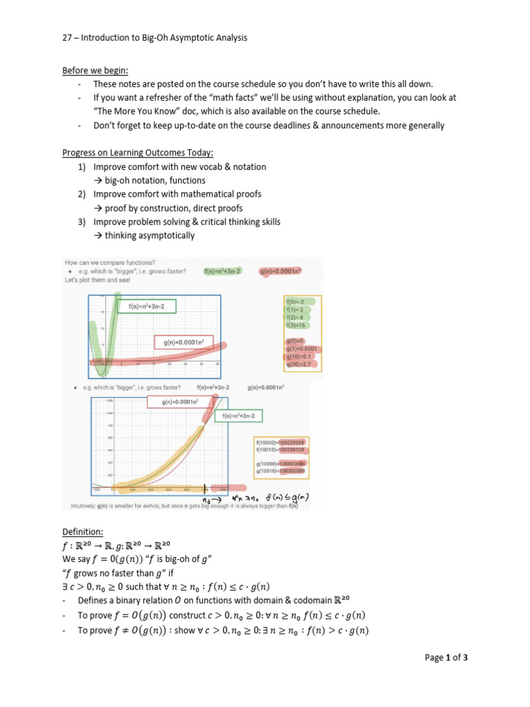 Big-Oh Notation and Asymptotic Analysis | PDF | Function (Mathematics ...