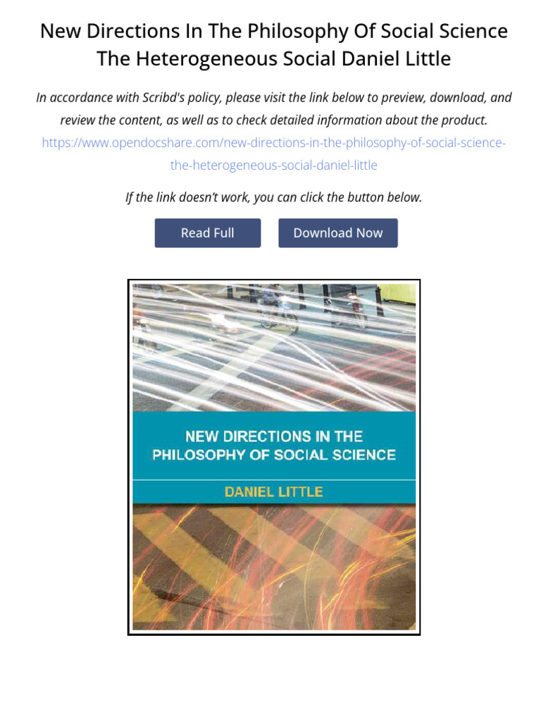 New Directions in the Philosophy of Social Science The Heterogeneous ...