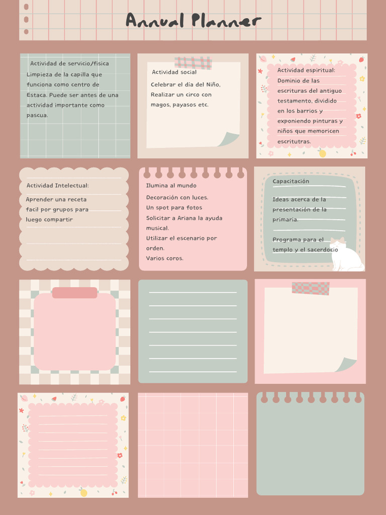 Beige Pink Fun Annual Planner Document A4 | PDF