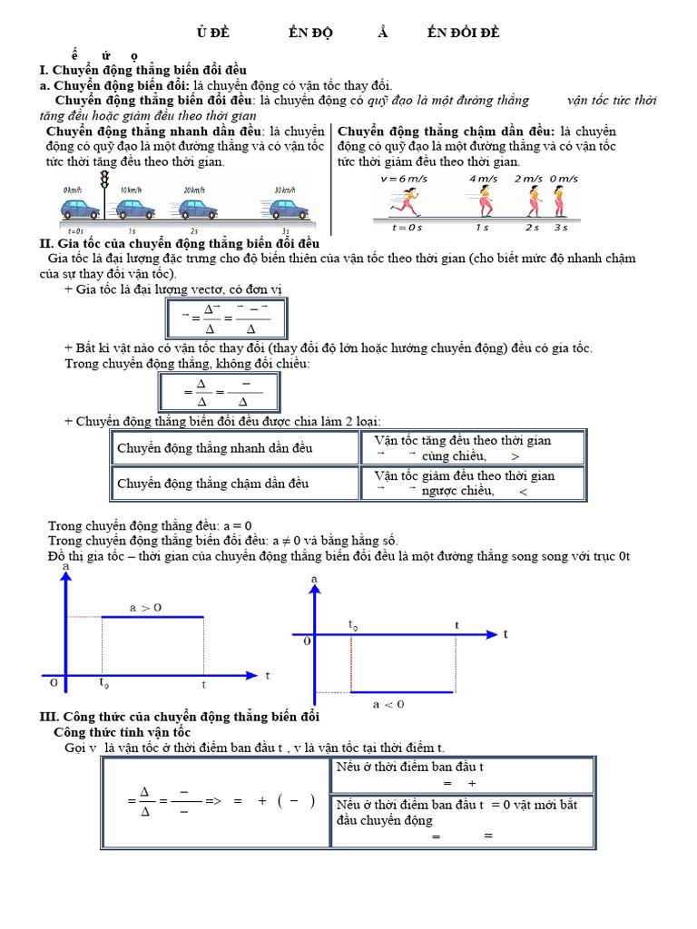 Chủ Đề 6.1.Chuyển Động Thẳng Biến Đổi Đều 01 | PDF