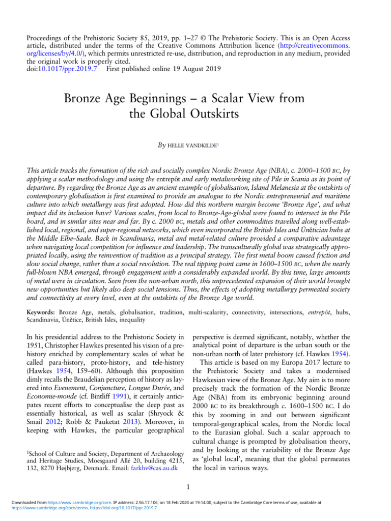 Bronze Age Beginnings - A Scalar View From The Glo | PDF | Bronze Age ...