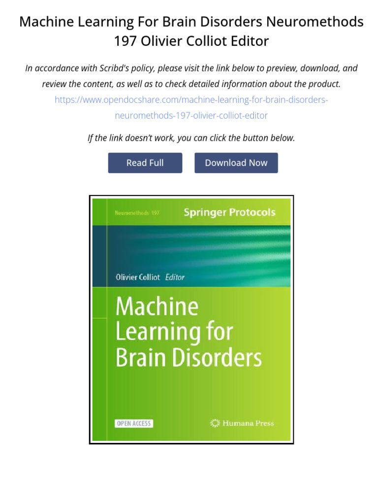 Machine Learning for Brain Disorders Neuromethods 197 Olivier Colliot ...