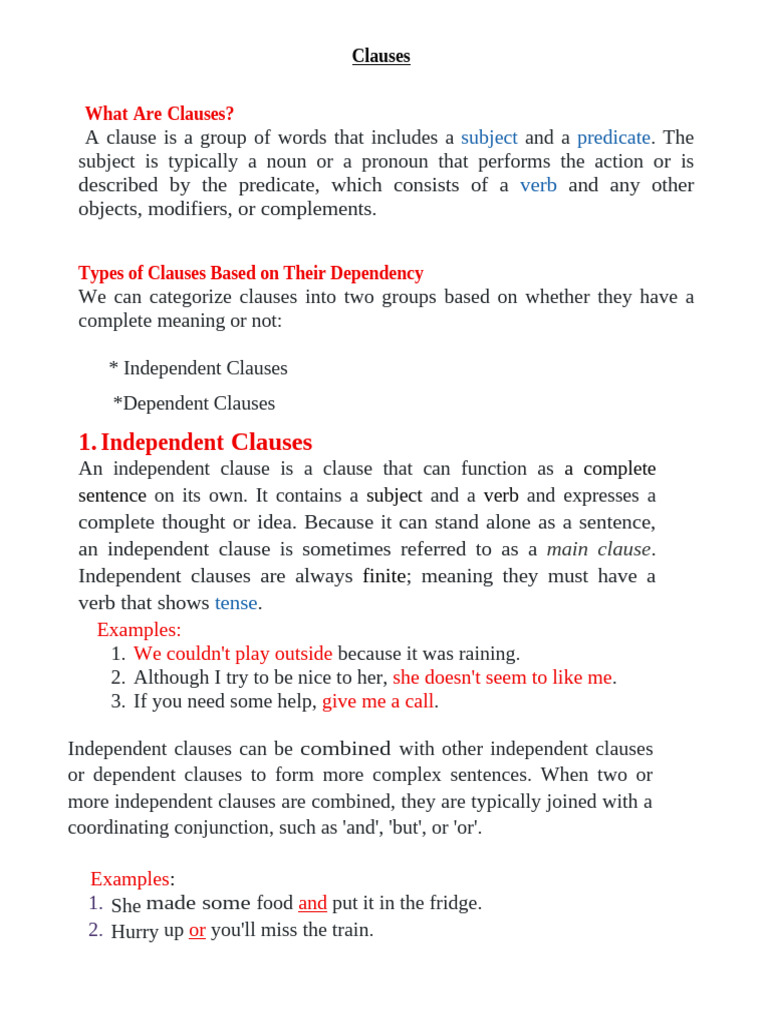 Cluases final version-1 | PDF | Clause | Adverb