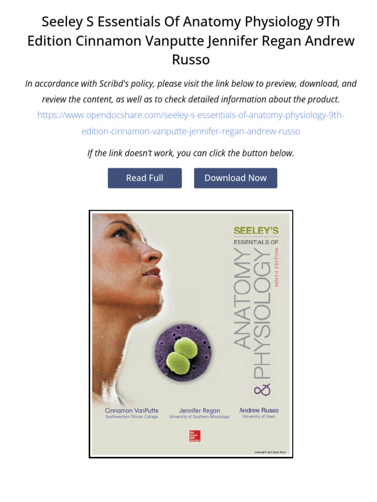 Seeley s Essentials of Anatomy Physiology 9th Edition Cinnamon Vanputte ...